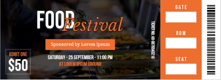 MS Word Event Ticket Templates | Download Edit & Print