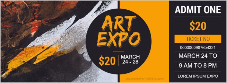 Art Expo Ticket Templates in Editable Format | Download FREE