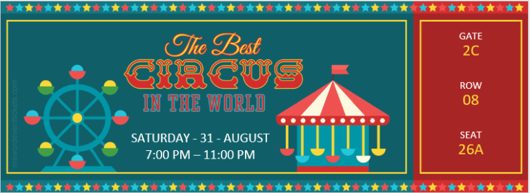 Circus Ticket Templates for Word | Download Edit & Print