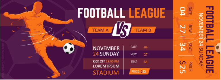 Football Match Ticket Templates for Word | Download & Edit