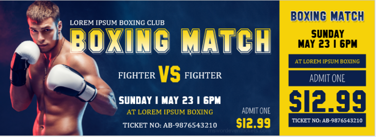 Boxing Match Ticket Templates in Editable Formats | Download