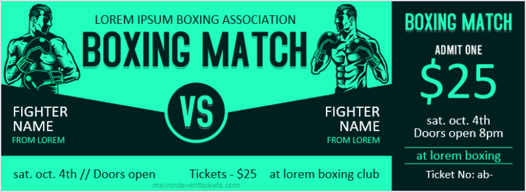 Boxing Match Ticket Templates in Editable Formats | Download