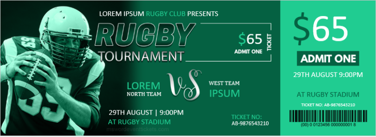 Rugby Match Ticket Templates for Word | Download & Edit