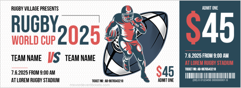 Rugby Tournament Ticket Templates | Download Edit & Print