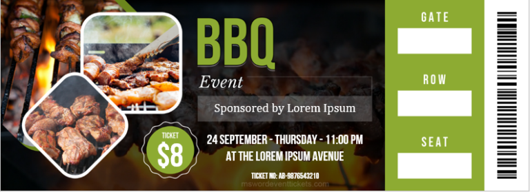 Barbecue BBQ Event Ticket Templates | Edit & Print