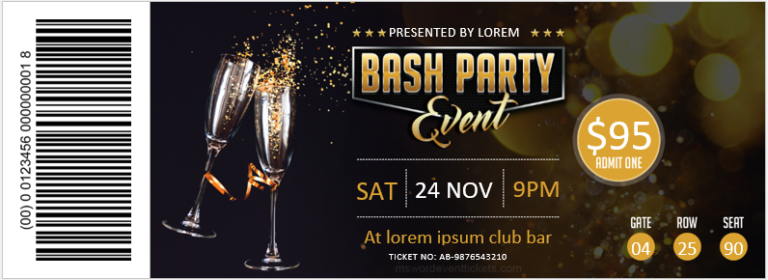 MS Word Event Ticket Templates | Download Edit & Print