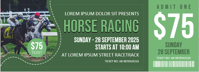 Horse Racing Ticket Templates Printable With MS Word