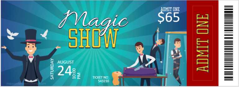 Magic Show Ticket Templates | MS Word Event Ticket Templates