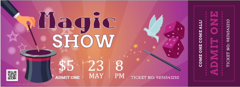 Magic Show Ticket Templates | MS Word Event Ticket Templates