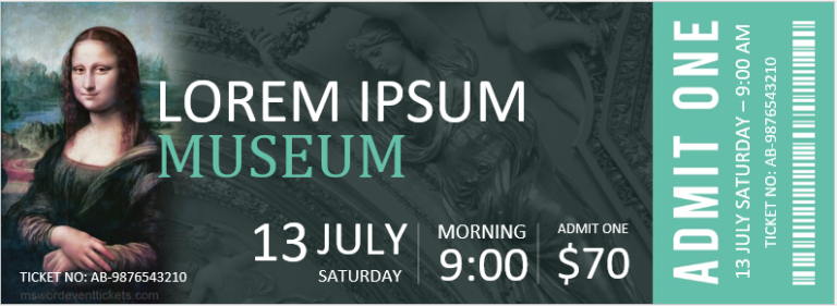 Museum Ticket Templates | MS Word Event Ticket Templates