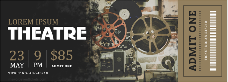 Theatre Ticket Templates | MS Word Event Ticket Templates