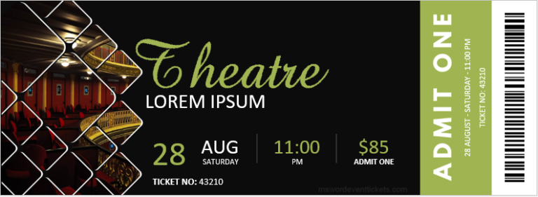 Theatre Ticket Templates | MS Word Event Ticket Templates