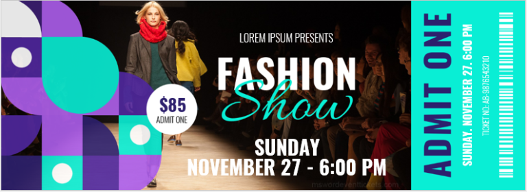 Fashion Show Tickets | MS Word Event Ticket Templates