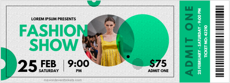 Fashion Show Tickets | MS Word Event Ticket Templates