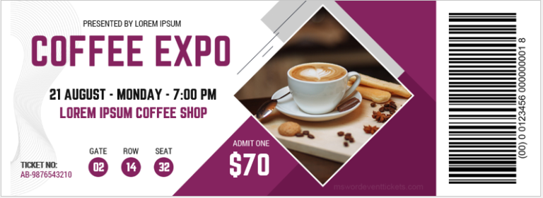 Coffee Expo Ticket Templates for Word | Download FREE & Edit