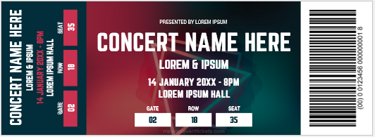 Fake Concert Ticket Templates For Word Editable Format