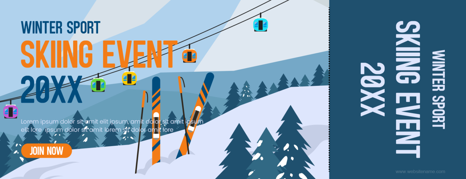 Skiing Event Ticket Templates for Word | Download Edit Print