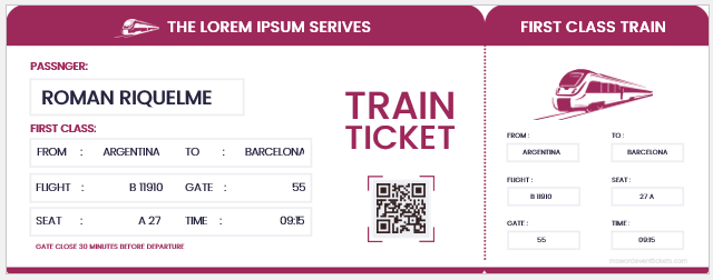 Train Ticket Templates for Word | Download Edit & Print Any