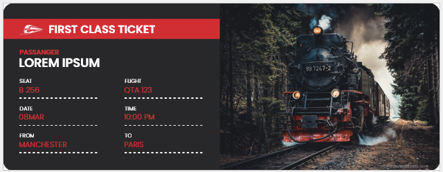 Train ticket template for Word | MS Word Event Ticket Templates